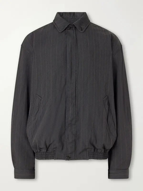 Comme Des Garçons Crinkled Striped Herringbone Jacket