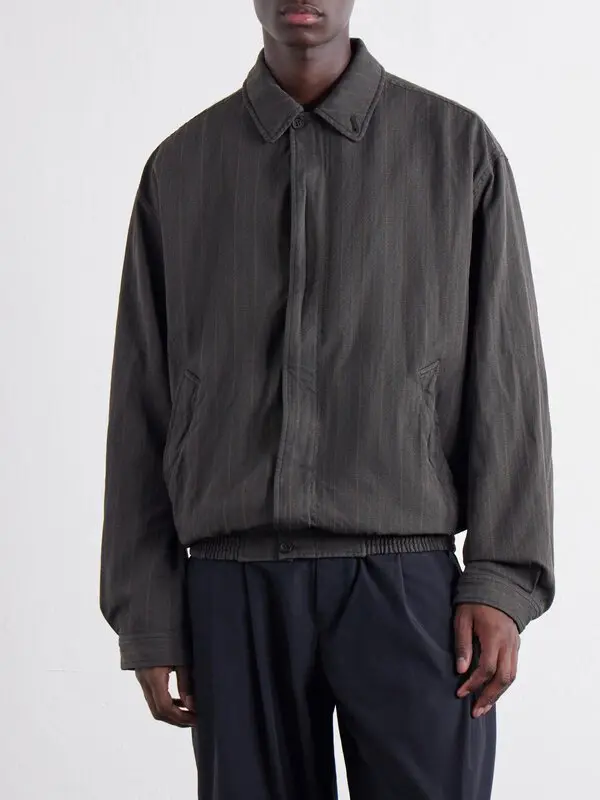 Comme Des Garçons Crinkled Striped Herringbone Jacket