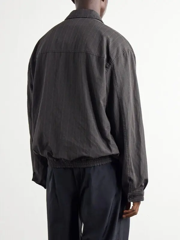 Comme Des Garçons Crinkled Striped Herringbone Jacket