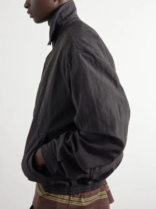 Comme Des Garçons Crinkled Striped Herringbone Jacket