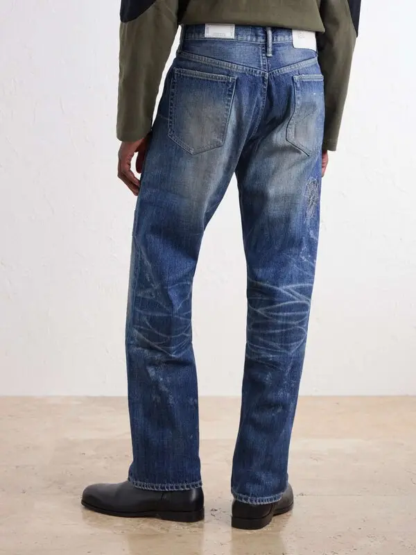 NEIGHBORHOOD Savage Straight-leg Distressed Embroidered Jeans