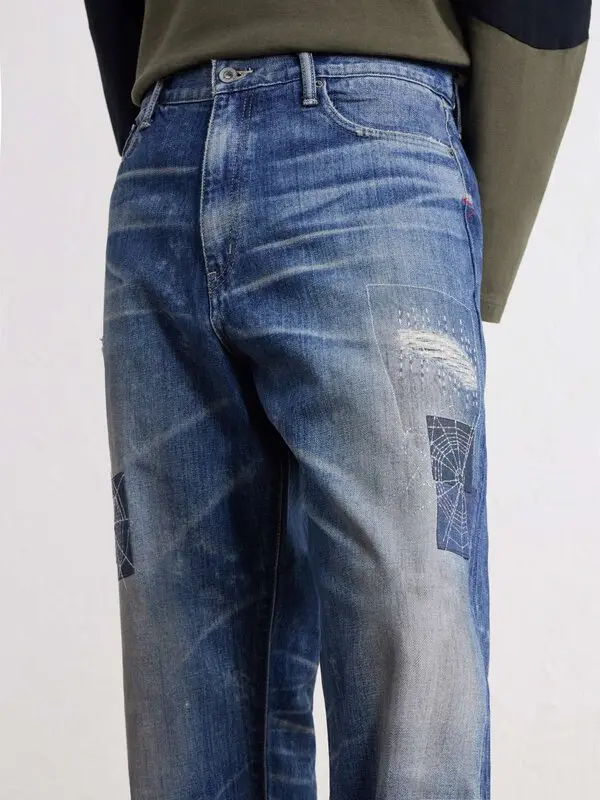 NEIGHBORHOOD Savage Straight-leg Distressed Embroidered Jeans