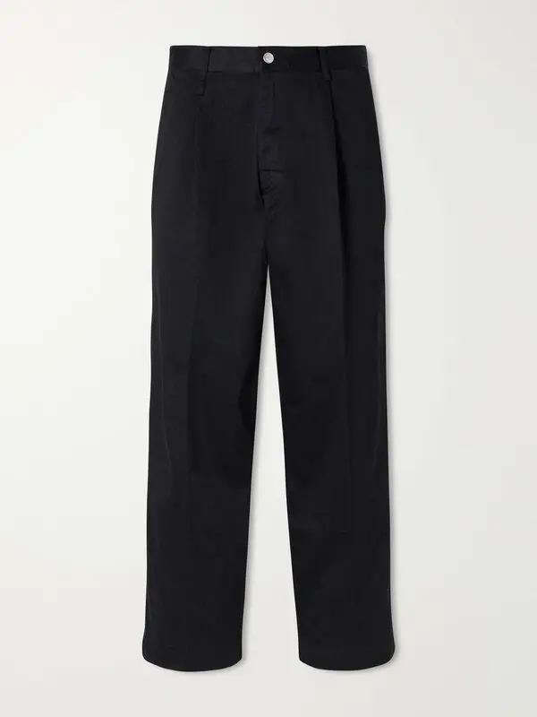 HUMAN MADE Tapered Pleated Cotton-canvas Trousers