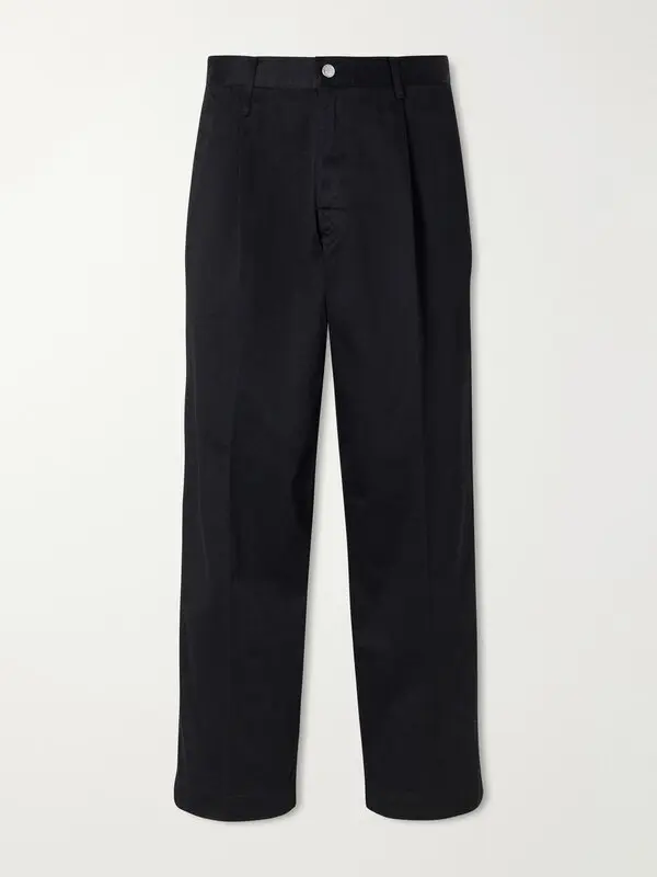 HUMAN MADE Tapered Pleated Cotton-canvas Trousers