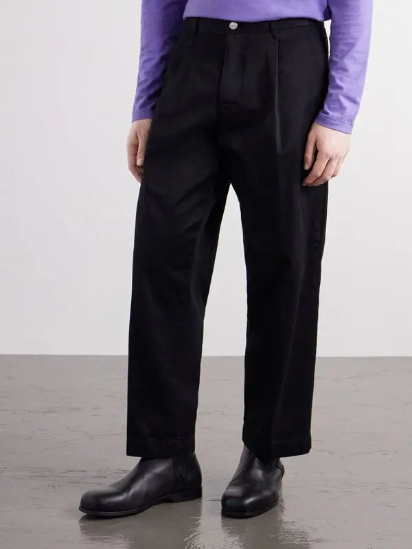 HUMAN MADE Tapered Pleated Cotton-canvas Trousers