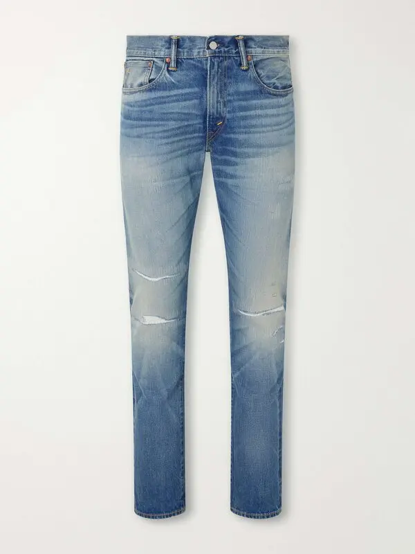 Ralph Lauren Distressed Slim-fit Jeans - Blue