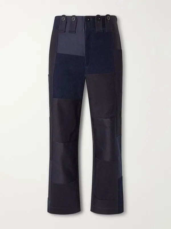 Junya Watanabe Patchwork Straight-leg Paneled Cotton-twill Trousers - Blue