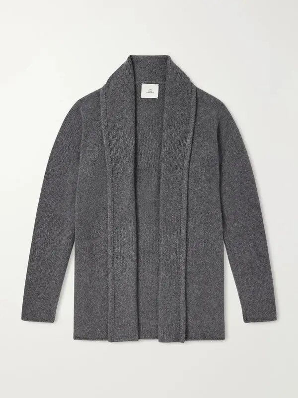 THE ELDER STATESMAN Shawl-collar Cashmere Cardigan - Gray