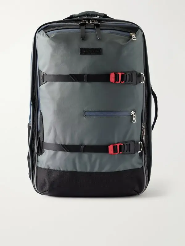 MASTER-PIECE CO Potential 3way Convertible Leather And Canvas-trimmed Cordura® Mastertex Backpack - Gray