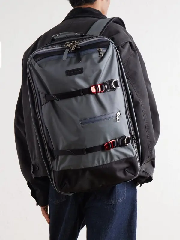 MASTER-PIECE CO Potential 3way Convertible Leather And Canvas-trimmed Cordura® Mastertex Backpack - Gray