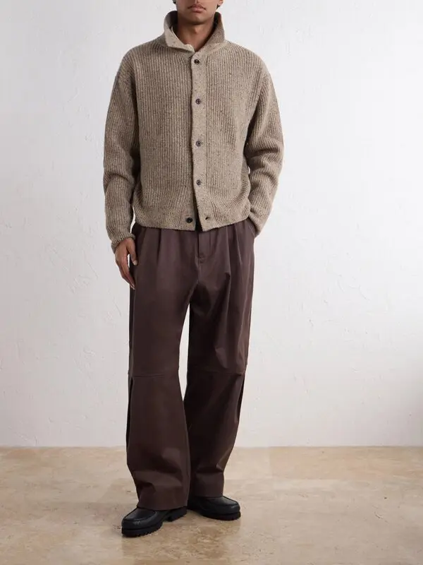 SAGE NATION Wiral Ribbed-knit Wool Cardigan - Neutrals