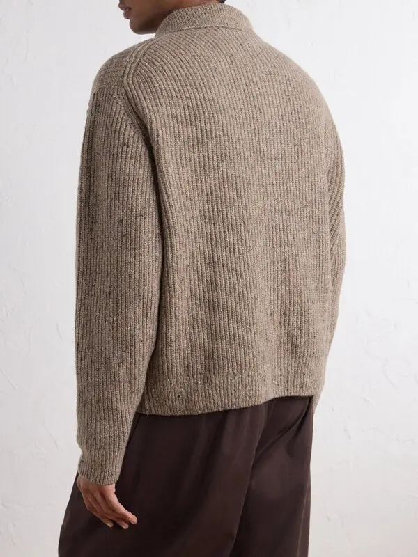 SAGE NATION Wiral Ribbed-knit Wool Cardigan - Neutrals