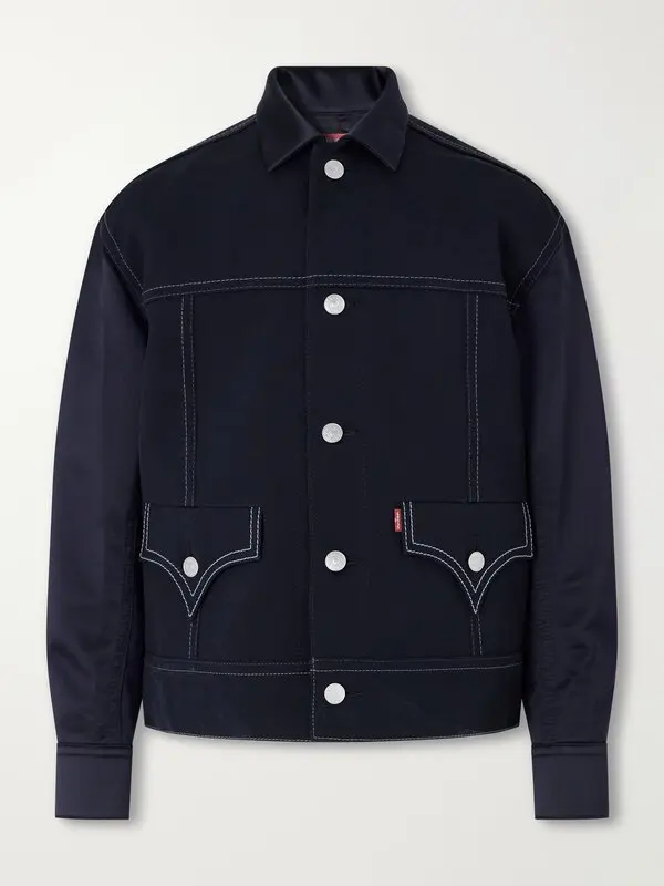 Junya Watanabe Levi's Satin-trimmed Wool-twill Jacket - Black