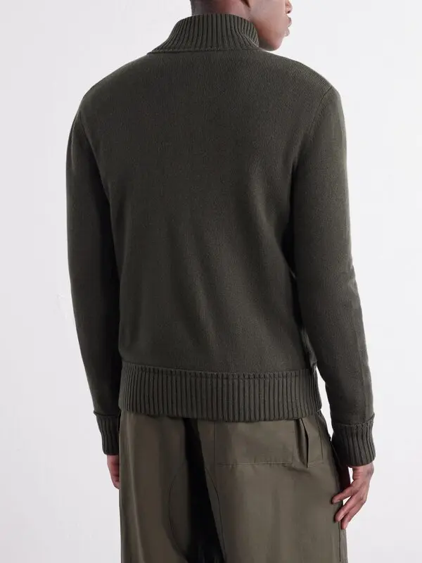 Moncler Logo-appliquéd Wool And Cashmere-blend Zip-up Cardigan