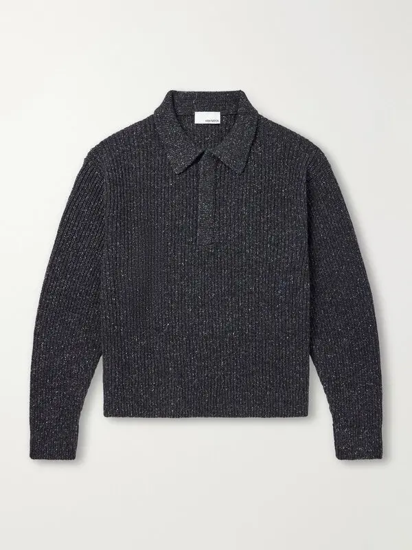 SAGE NATION Ribbed-knit Wool Polo Sweater