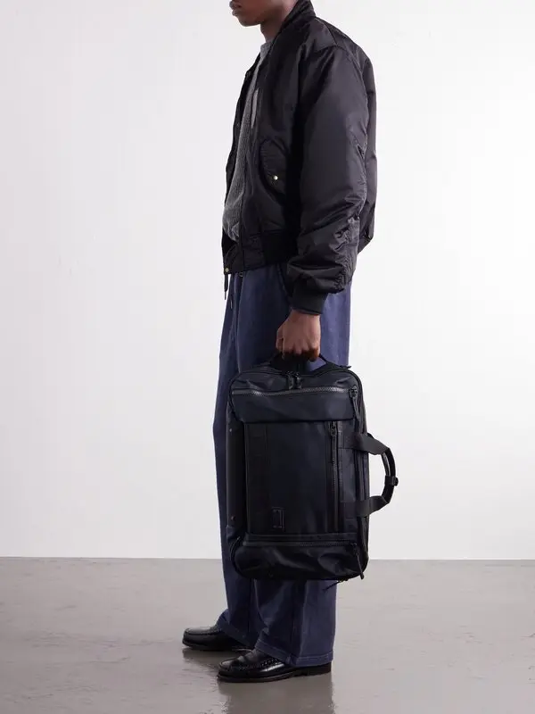 MASTER-PIECE CO Rise Leather And Canvas-trimmed Cordura® Mastertex Backpack - Blue