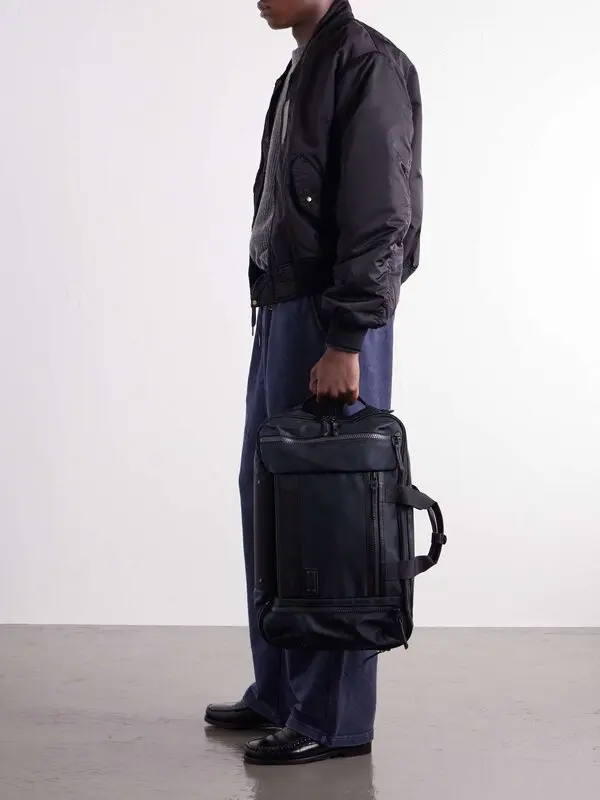 MASTER-PIECE CO Rise Leather And Canvas-trimmed Cordura® Mastertex Backpack