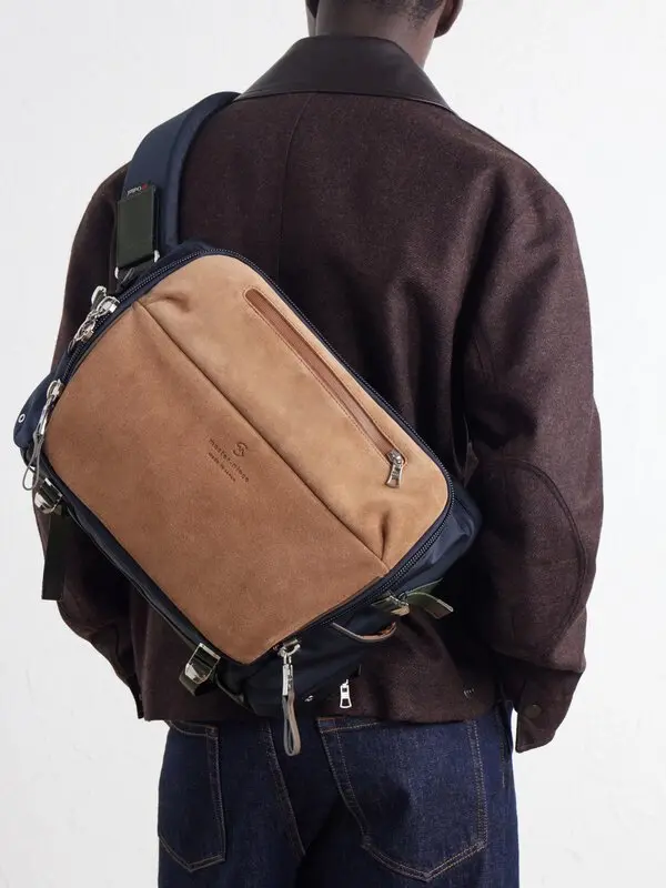 MASTER-PIECE CO Grave Suede And Shell Messenger-bag