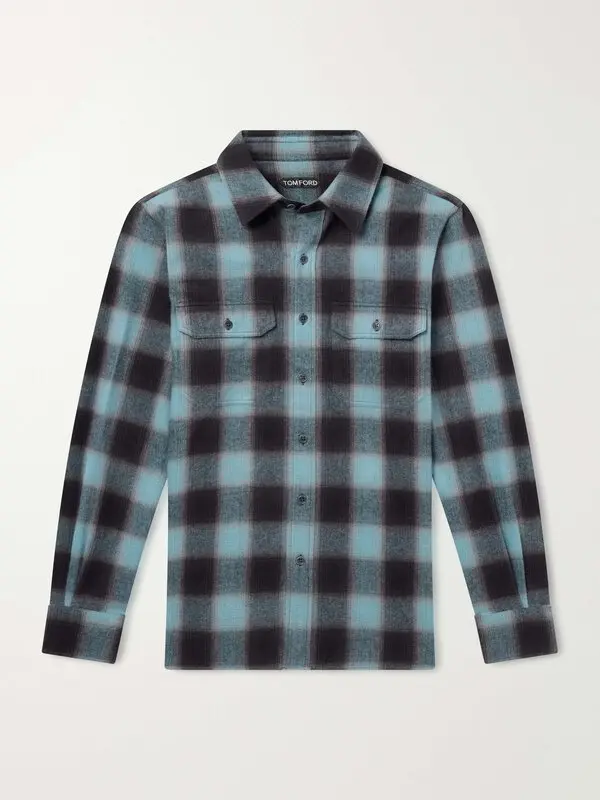 TOM FORD Checked Cotton-flannel Shirt