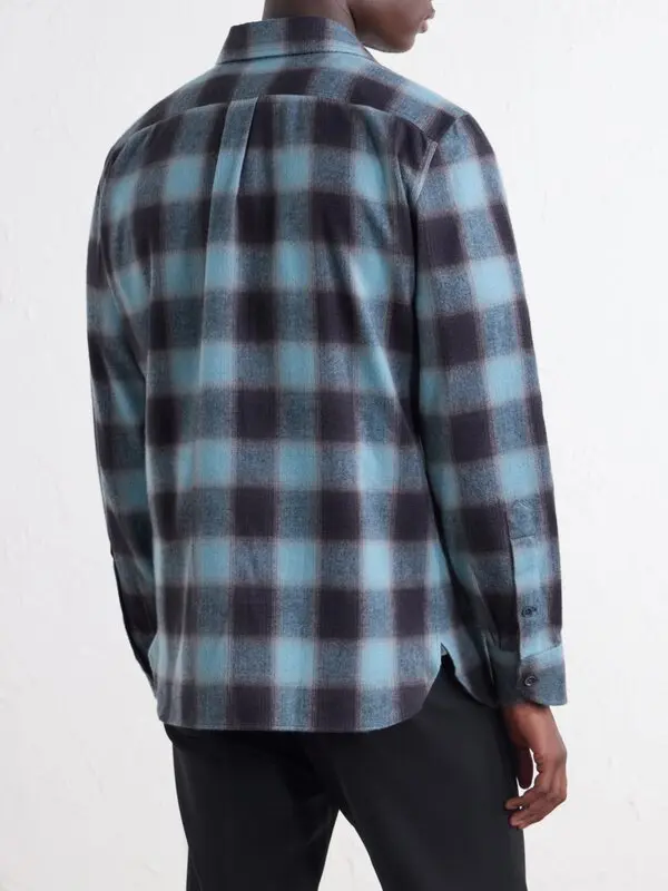 TOM FORD Checked Cotton-flannel Shirt - Blue