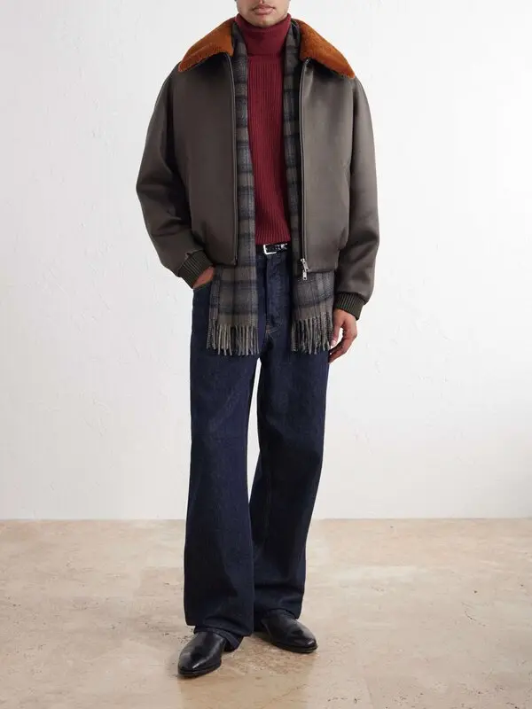 Zegna Shearling-trimmed Wool And Silk-blend Twill Blouson Jacket