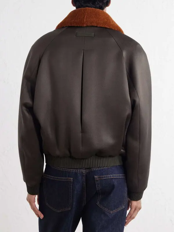 Zegna Shearling-trimmed Wool And Silk-blend Twill Blouson Jacket