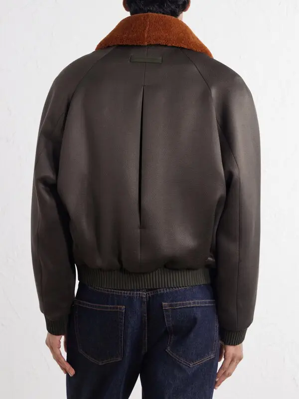 Zegna Shearling-trimmed Wool And Silk-blend Twill Blouson Jacket - Green