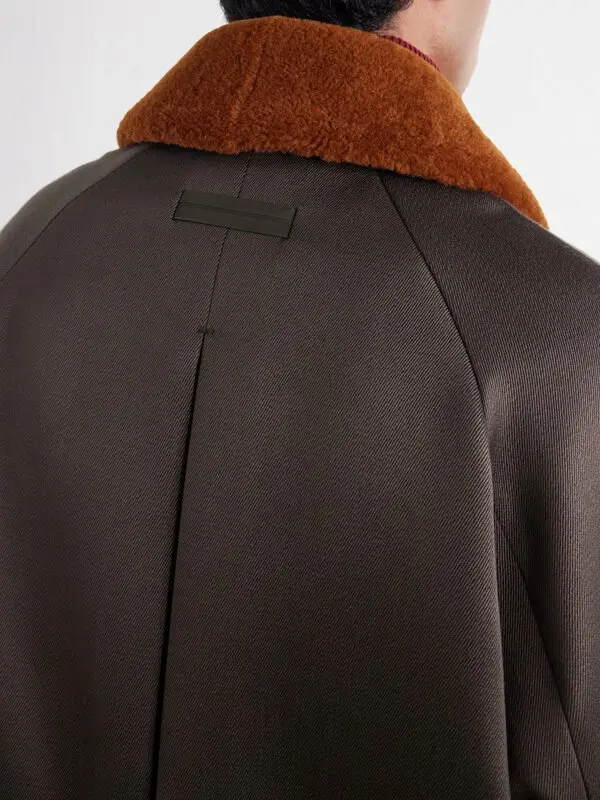 Zegna Shearling-trimmed Wool And Silk-blend Twill Blouson Jacket - Green