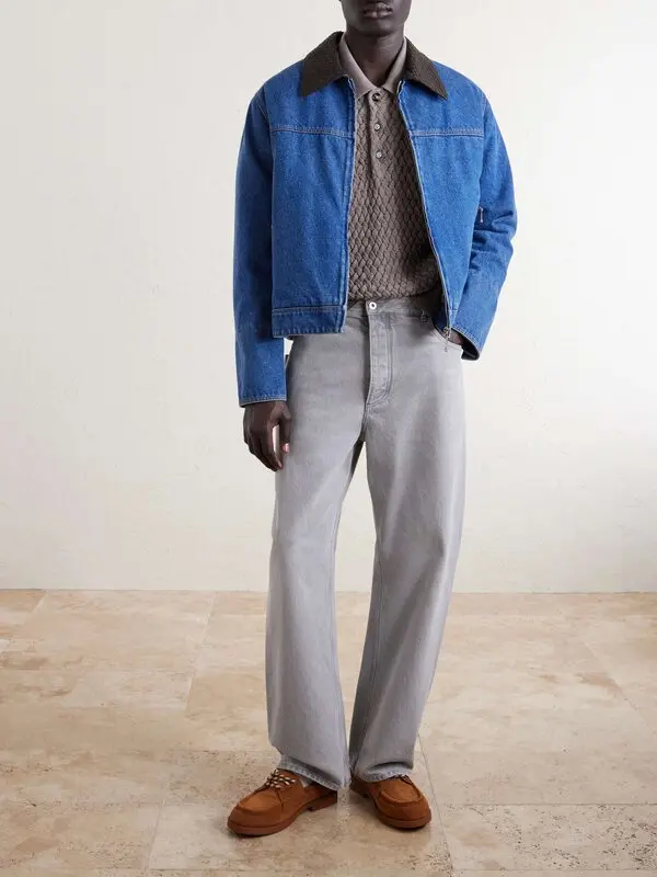 Bottega Veneta Intrecciato Leather-trimmed Denim Jacket