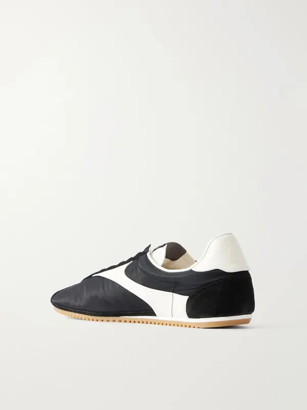 Bottega Veneta Shot Suede And Leather-trimmed Twill Sneakers - Black