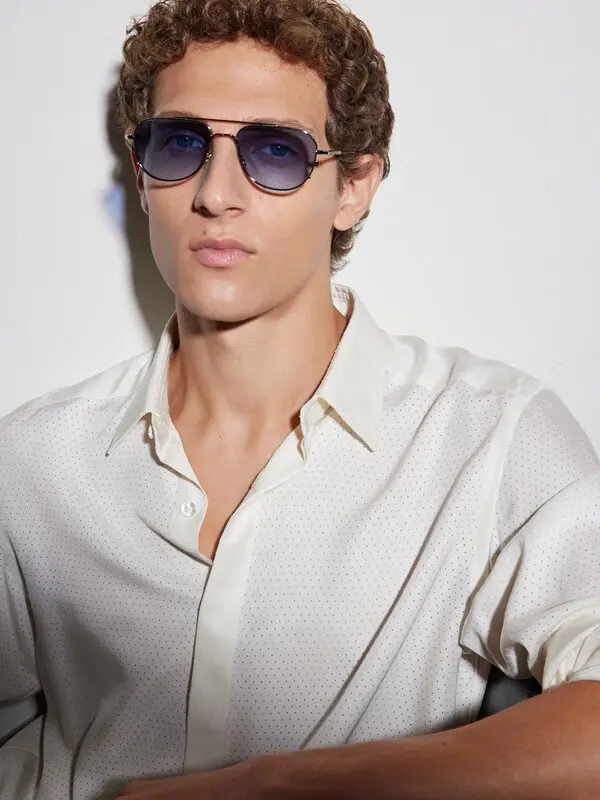 JACQUES MARIE MAGE Cendrars Double-bridge Aviator-style Silver-tone Titanium Sunglasses