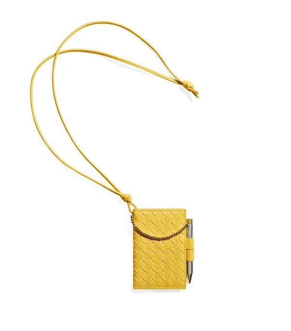 Bottega Veneta Nappa Leather Intrecciato Piccolo Badge Holder - Yellow