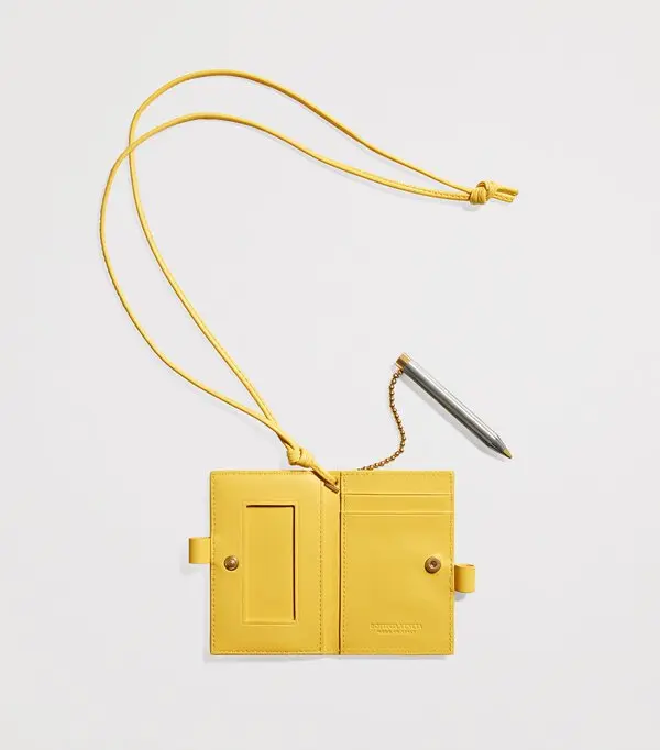 Bottega Veneta Nappa Leather Intrecciato Piccolo Badge Holder - Yellow