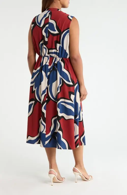 Anne Klein Print Surplice Midi Dress