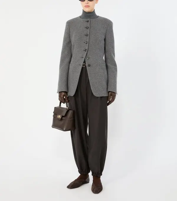 Max Mara Virgin Wool Belted Tailored Trousers