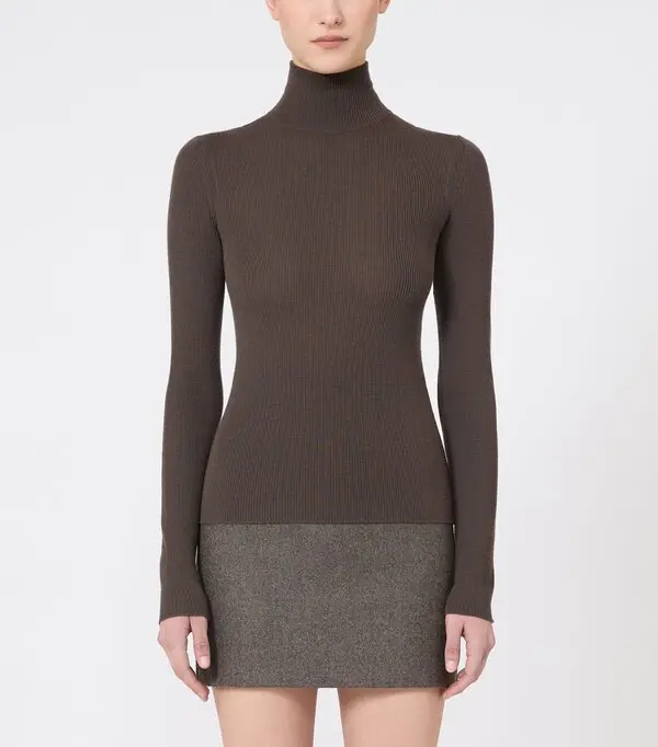 Max Mara Virgin Wool High-neck Sweater - Brown