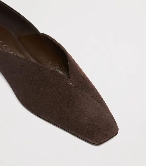 Max Mara Suede Leather-trim Ballet Flats - Brown
