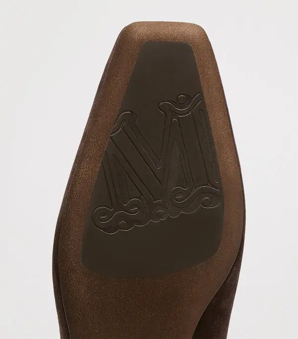Max Mara Suede Leather-trim Ballet Flats - Brown