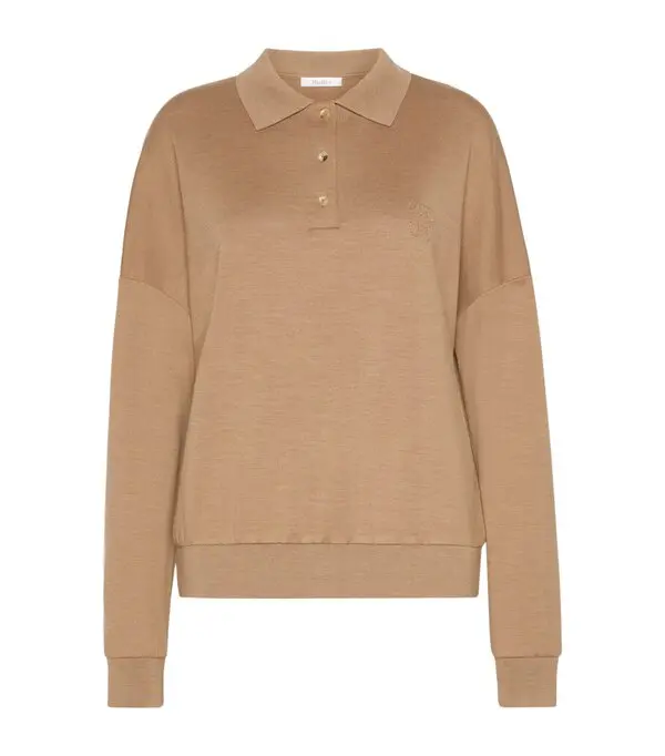 Max Mara Virgin Wool Collared Sweater - Beige