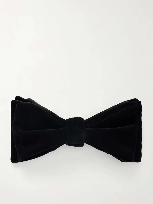 Khaite Liv Bowtie Velvet Cotton-blend Collar