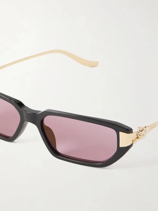 Cartier Panthère De Rectangular-frame Recycled-acetate Gold-tone Sunglasses - Purple