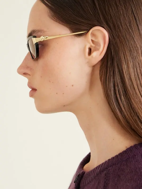 Cartier Panthère De Rectangular-frame Recycled-acetate Gold-tone Sunglasses - Purple