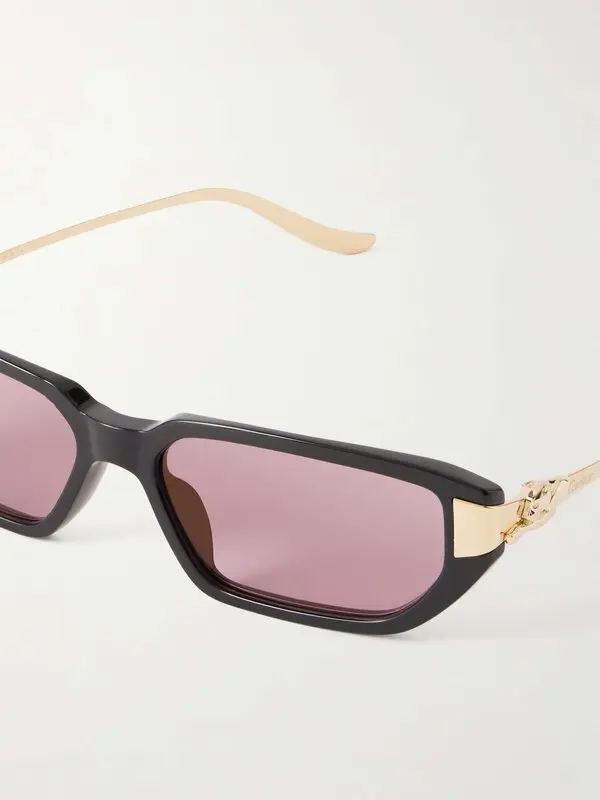 Cartier Panthère De Rectangular-frame Recycled-acetate Gold-tone Sunglasses