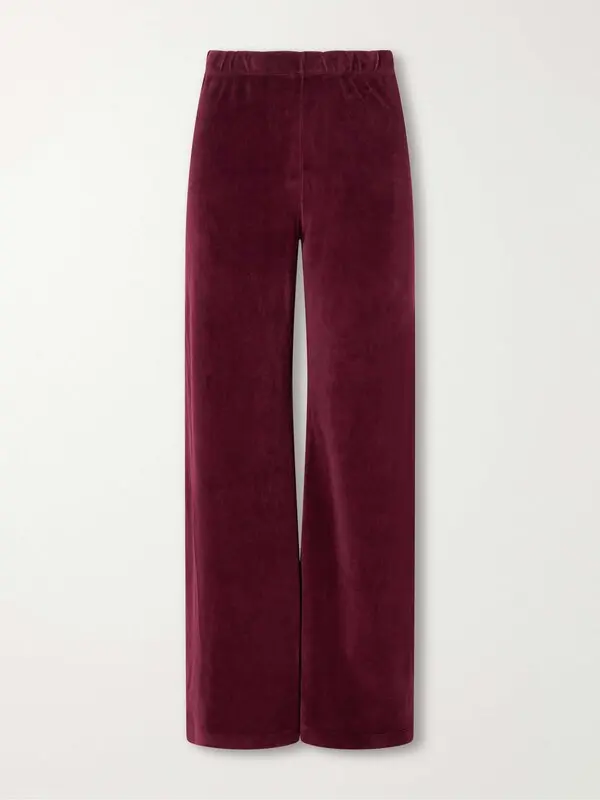Suzie Kondi Zephyra Cotton-blend Velvet Flared Sweatpants