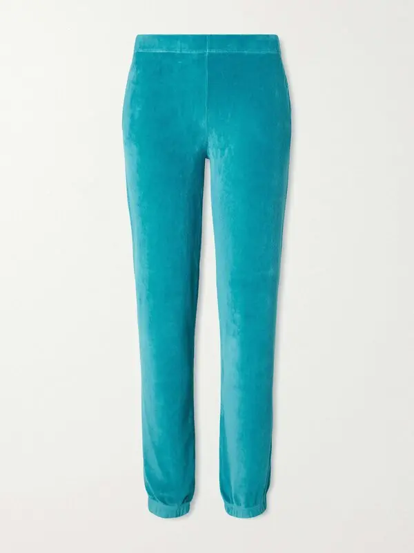 Suzie Kondi Simera Cotton-blend Velvet Tapered Sweatpants
