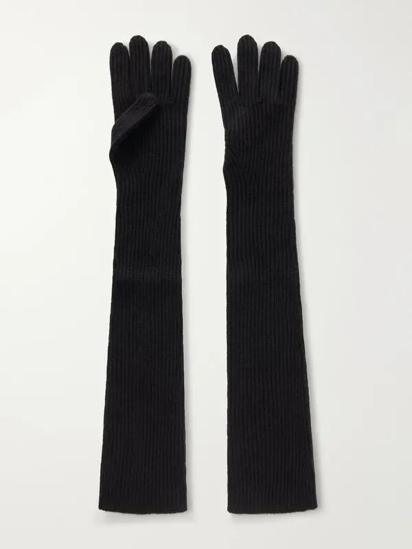 Arch4 Jessie Ribbed Cashmere Gloves - Black