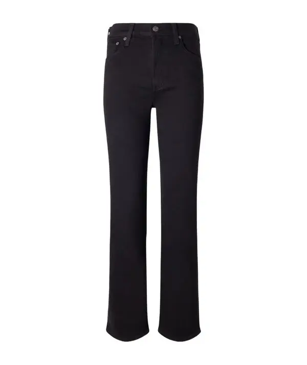 Citizens Of Humanity Palma Long Cotton And Cashmere-blend Straight-leg Jeans - Black
