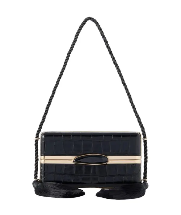 Simkhai Roma Croc-effect Leather Shoulder Bag - Black
