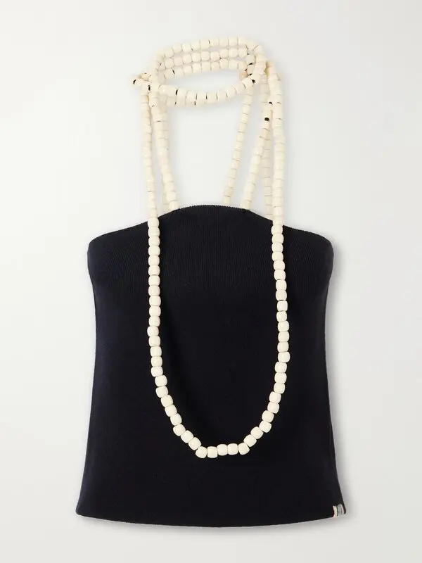 Extreme Cashmere Candy Beaded-detail Cashmere-blend Knitted Tank - Black