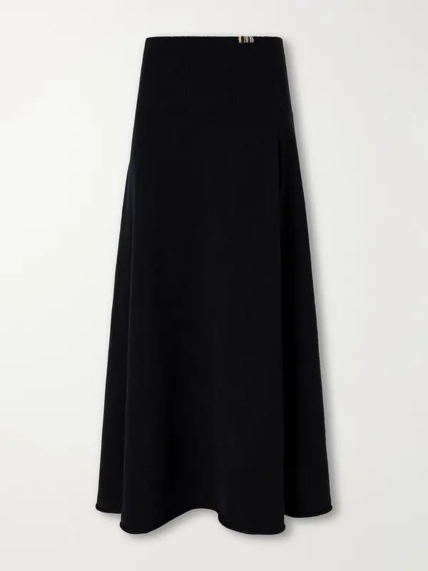 Extreme Cashmere Ease Knit Cashmere-blend Midi Skirt - Black